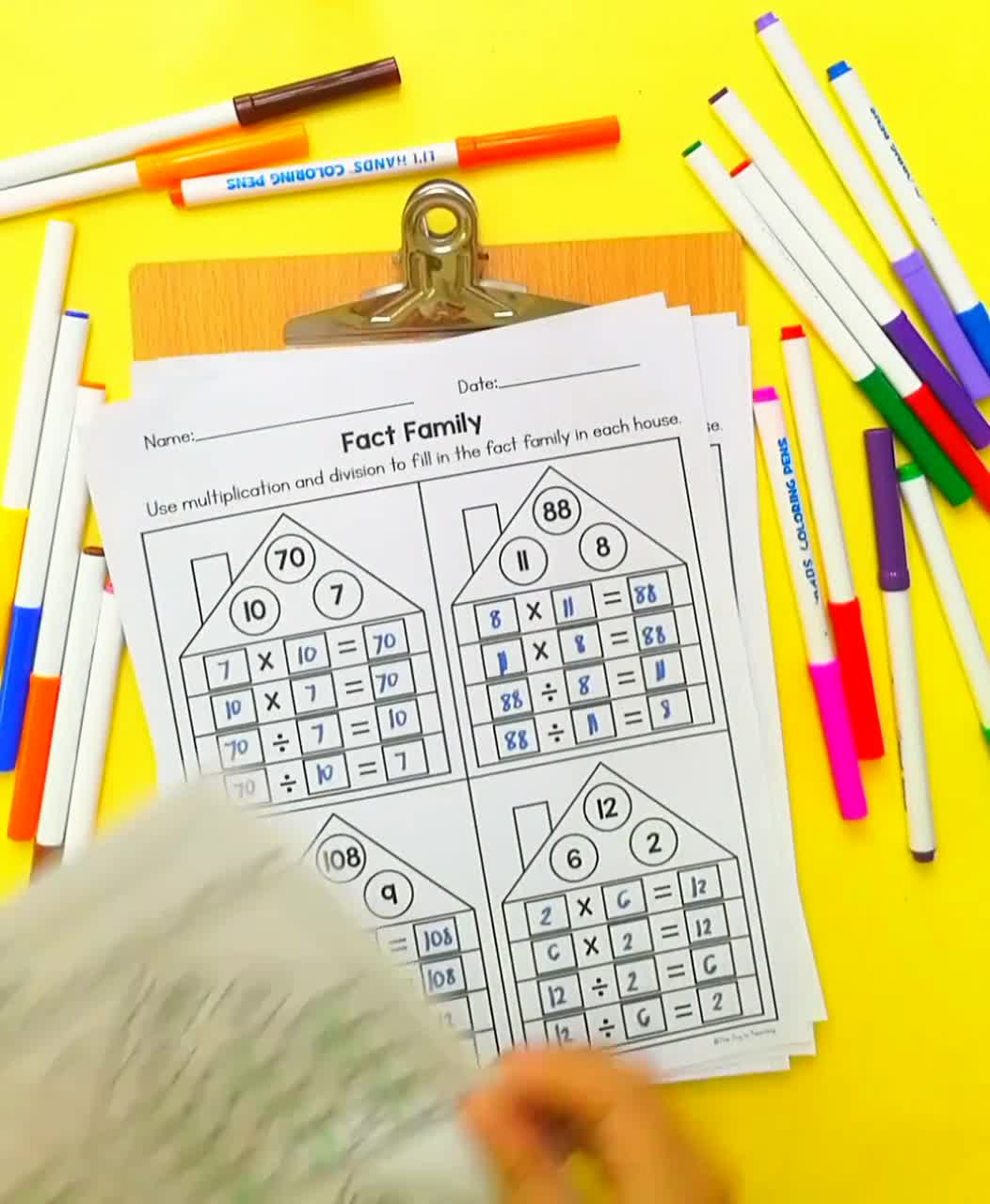 Hojas De Trabajo De La Familia De Hechos De Multiplicación Y División ...