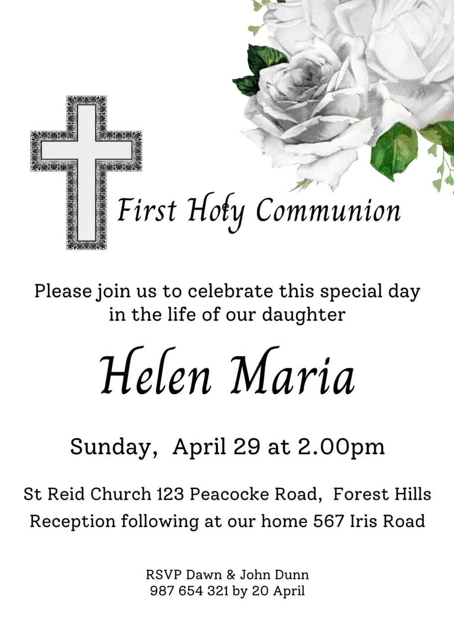 First Holy Communion Invitation Card Design, 44% OFF