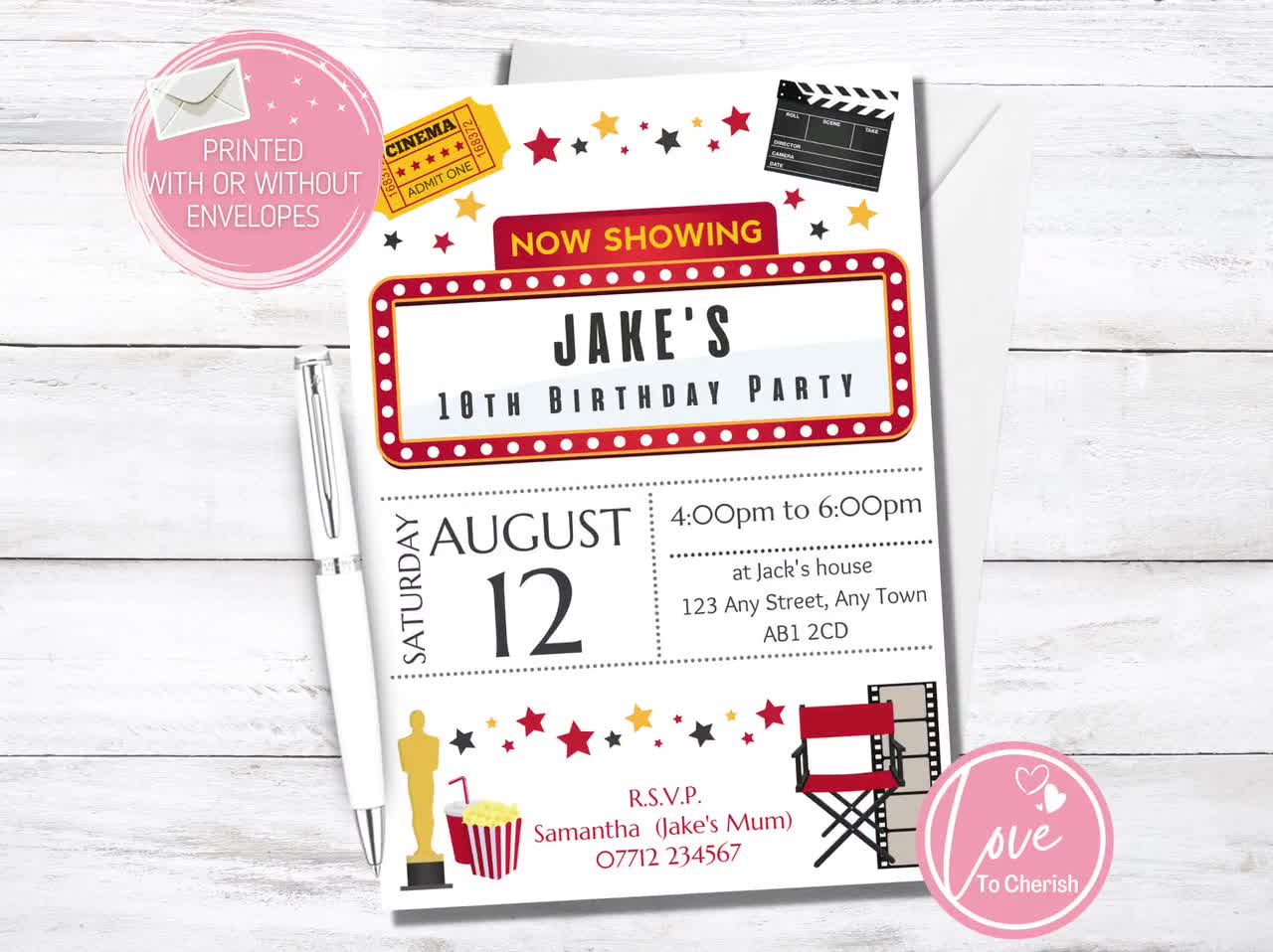 Movie Ticket Invitations Printable Boys Birthday