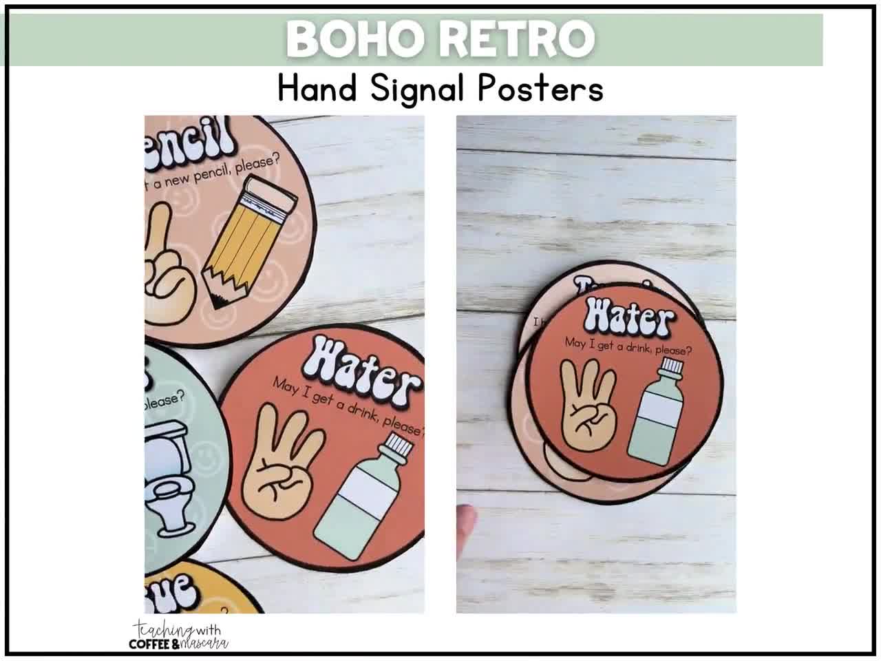 Hand Signal Posters For Classroom Boho Classroom ASL Classroom Hand ...