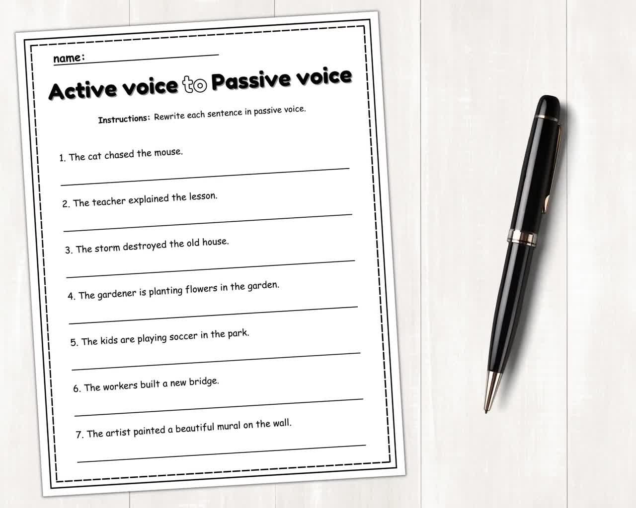 Active And Passive Worksheets