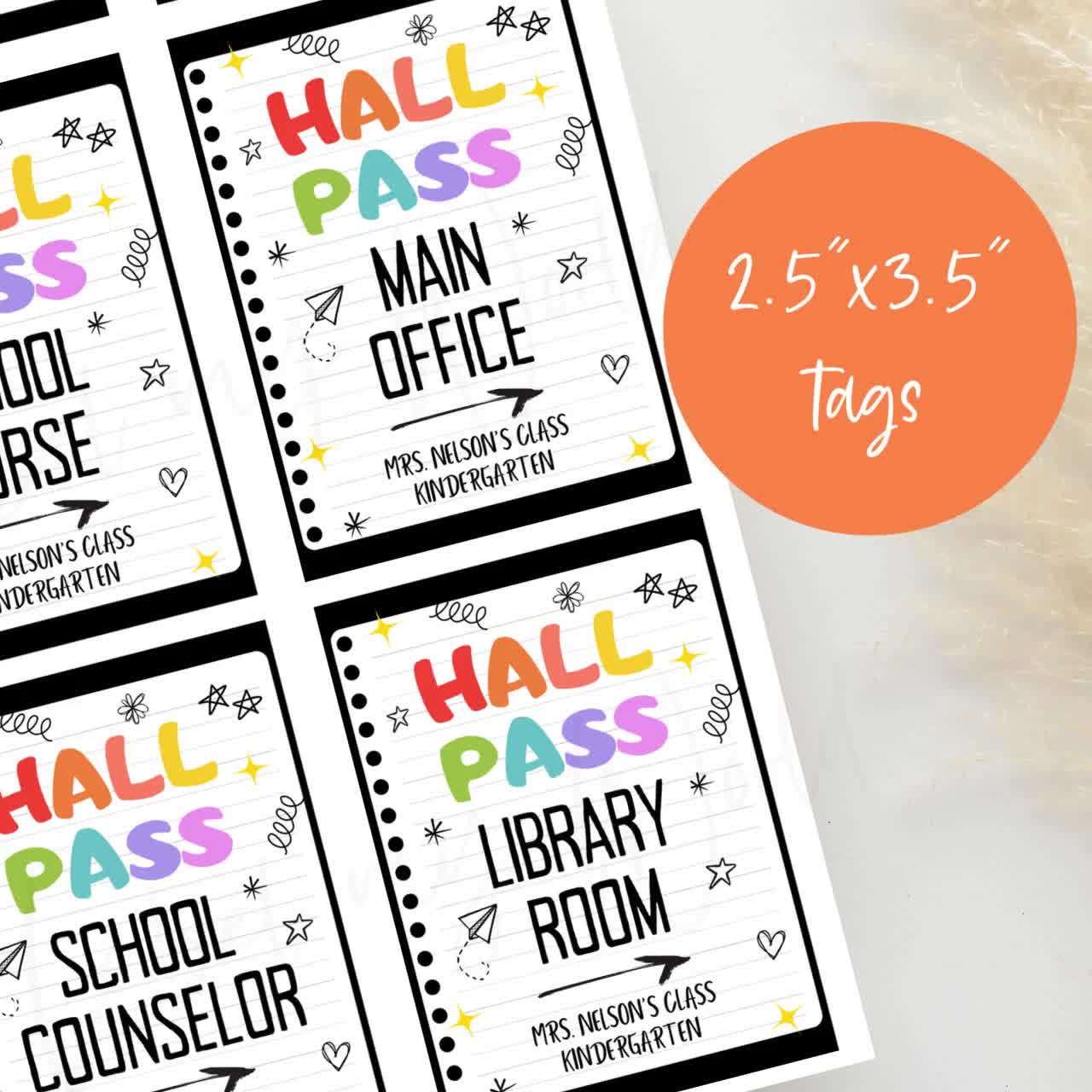 Hall Pass Template Printable Hall Passes | Hall Pass Template Editable