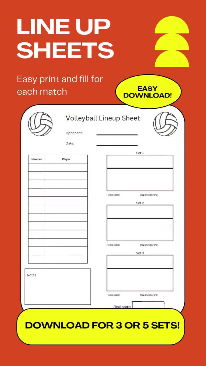 Volleyball Lineup Sheet Printable