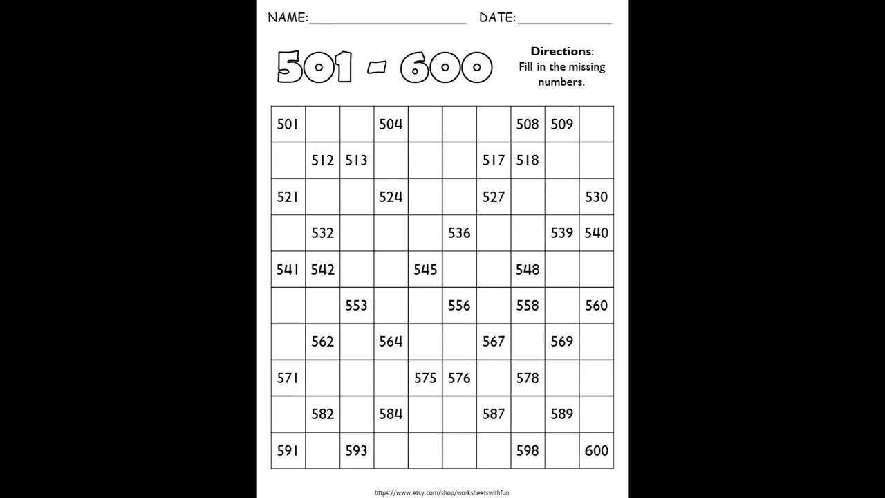 Hoja De Trabajo De Números Faltantes Del 1 Al 100 Dibuja Y Colorea