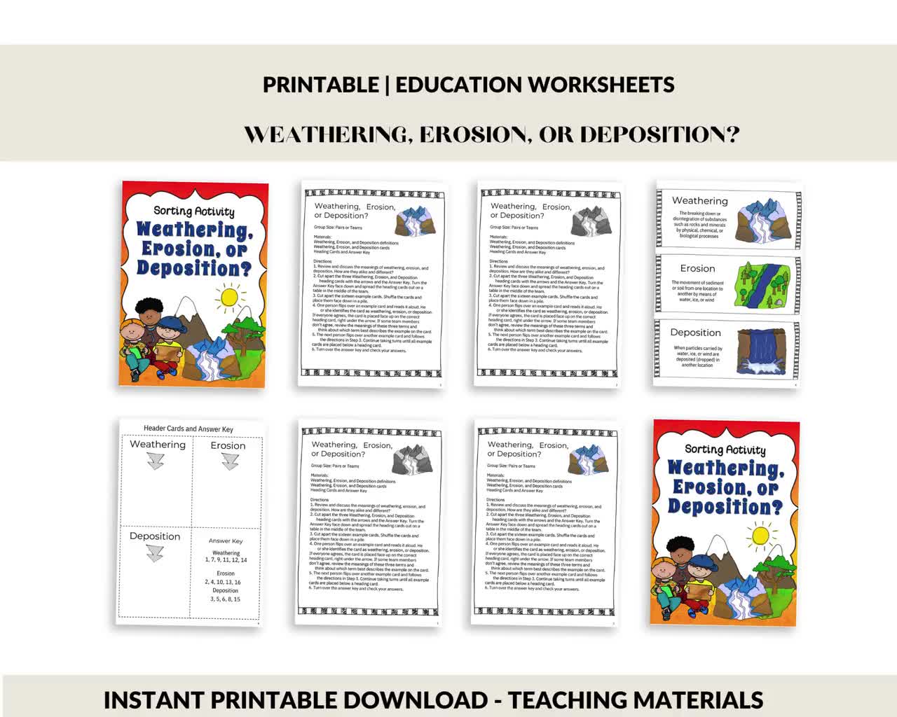 Erosion And Deposition Worksheets Weathering Erosion Deposition | PDF
