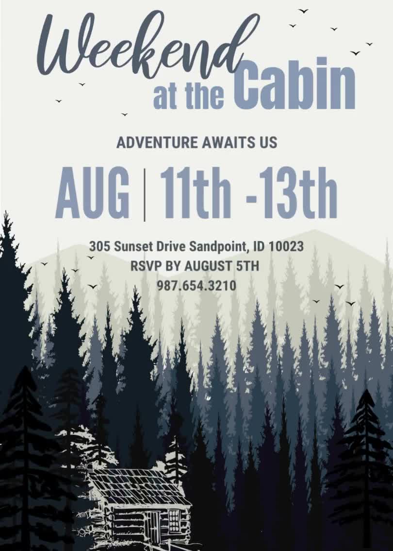 Samples Invitation Weekend Away Cabin Weekend In The Woods Invitation,