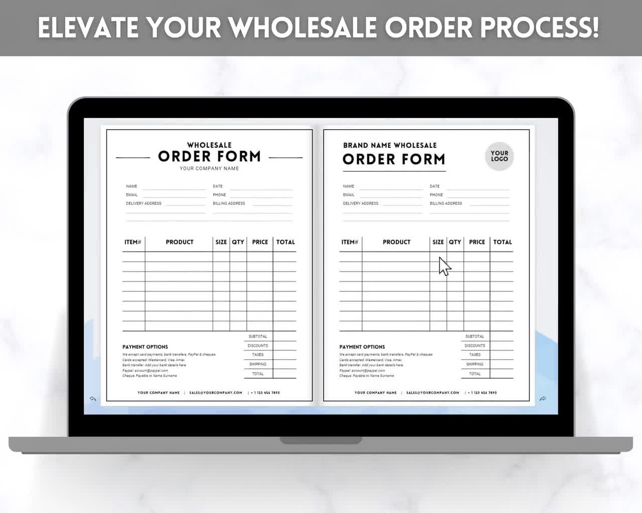 Customer Order Form Template Excel