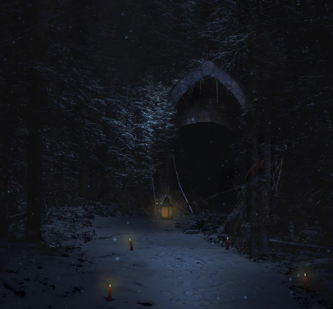 Dark Snowy Forest Art