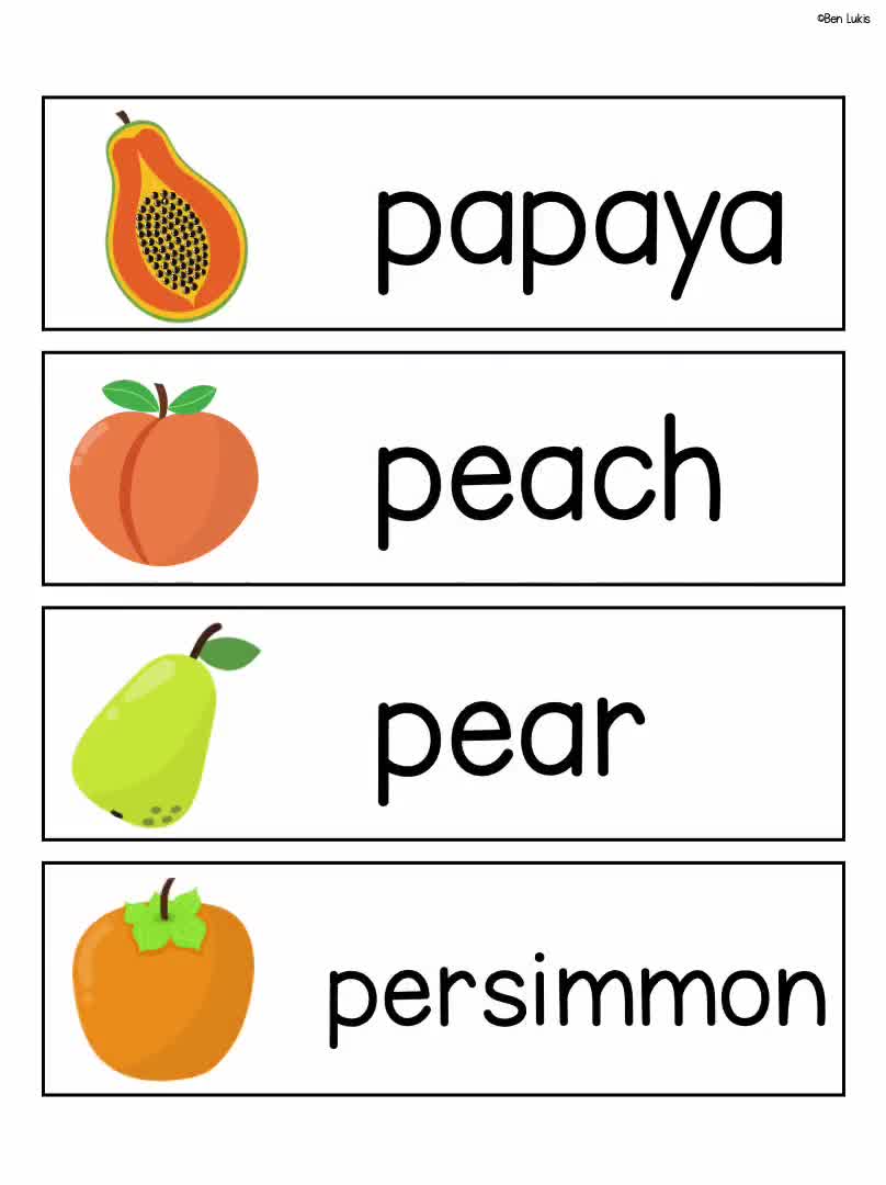 Fruits And Vegetables Word Wall Printables