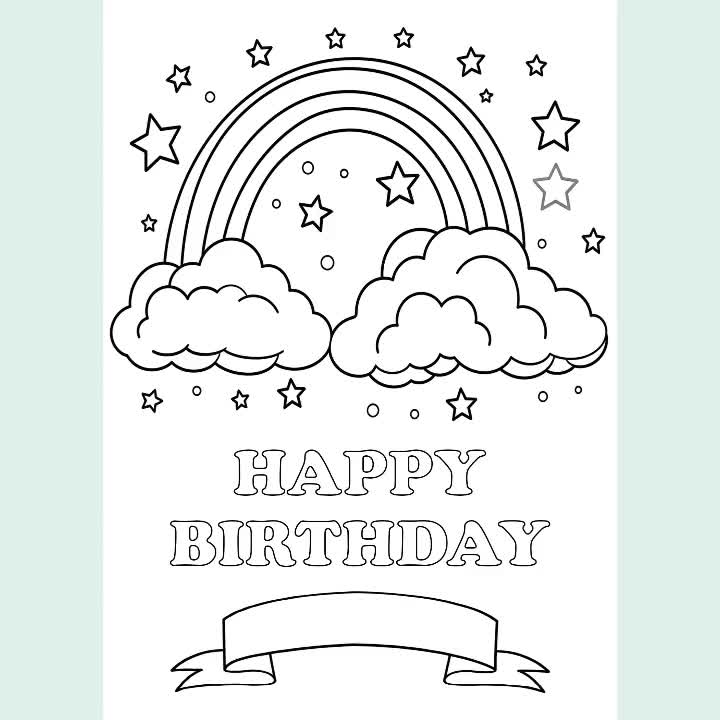 Rainbow Happy Birthday Coloring Pages Free Printable Birthday Coloring