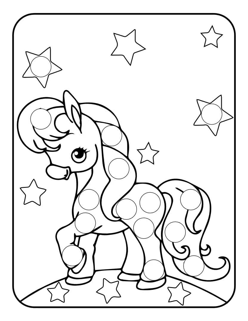 polka dot unicorn coloring page