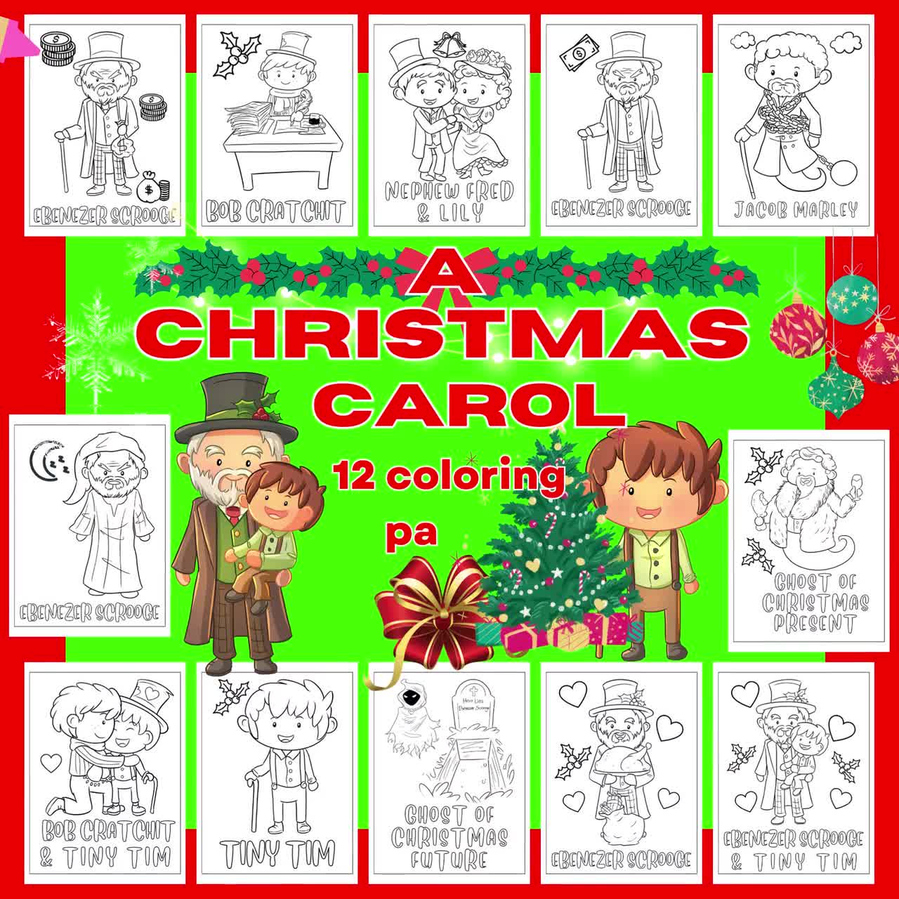 free christmas carol coloring pages