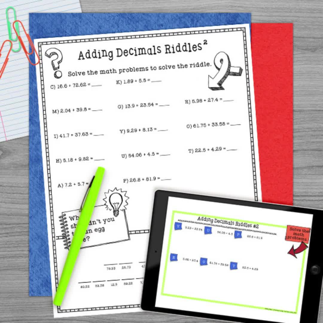 Decimal Riddles Multiply And Divide Decimals Puzzle/Riddle (fun