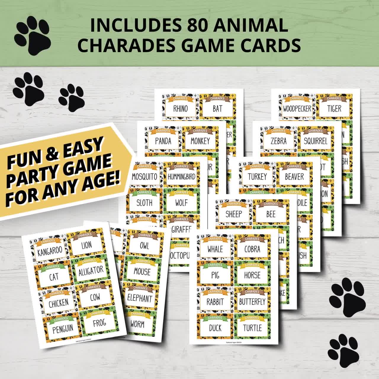 Animal Charades Game Charades Ideas For Kids, Teens & Family With Free