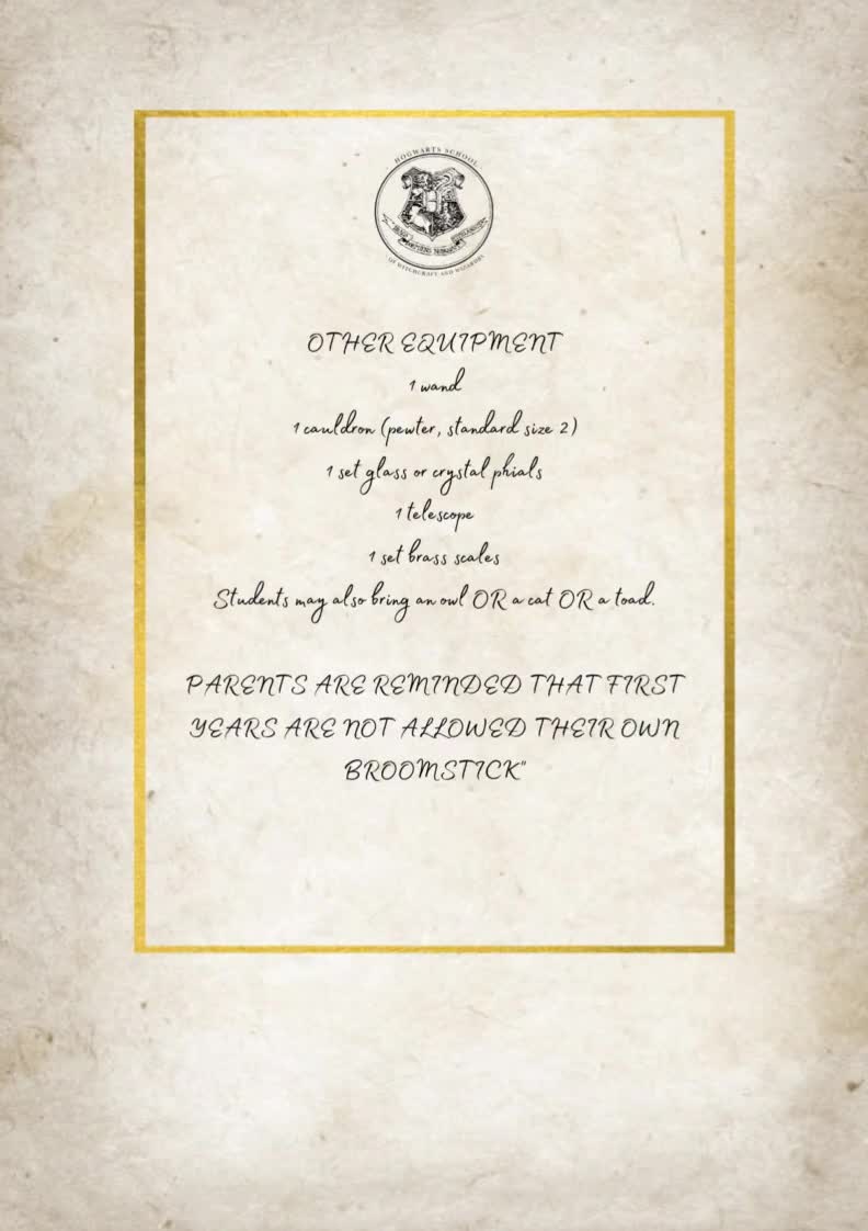 Printable Hogwarts Acceptance Letter Template Harry Potter Hogwarts