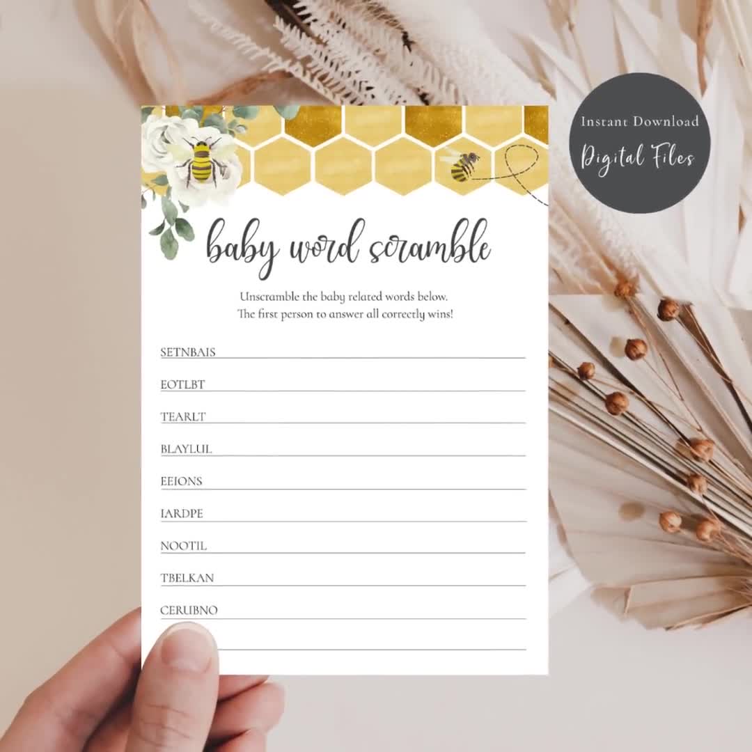 Bee Baby Shower Games Template Baby Word Scramble Printable, 40% OFF