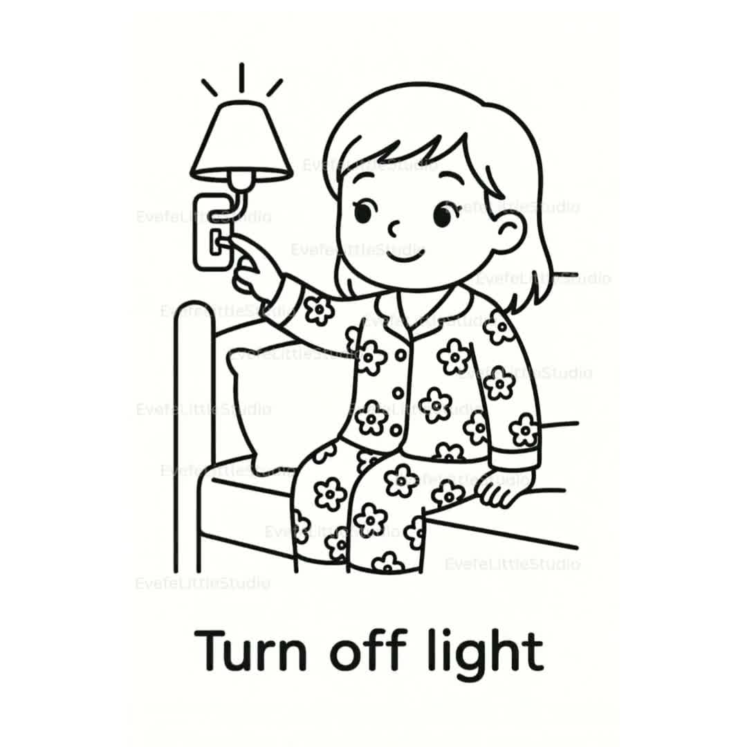 Bedtime Routine Coloring Pages People's Daily Routine