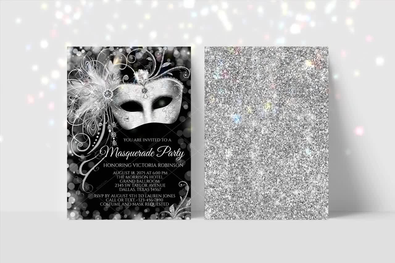 Black And White Masquerade Party Invitations