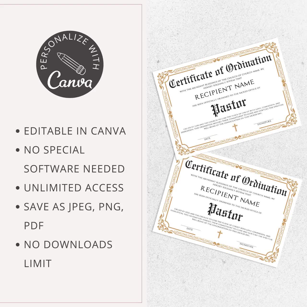 Ordained Minister Certificate Template Template 1 Resume Examples