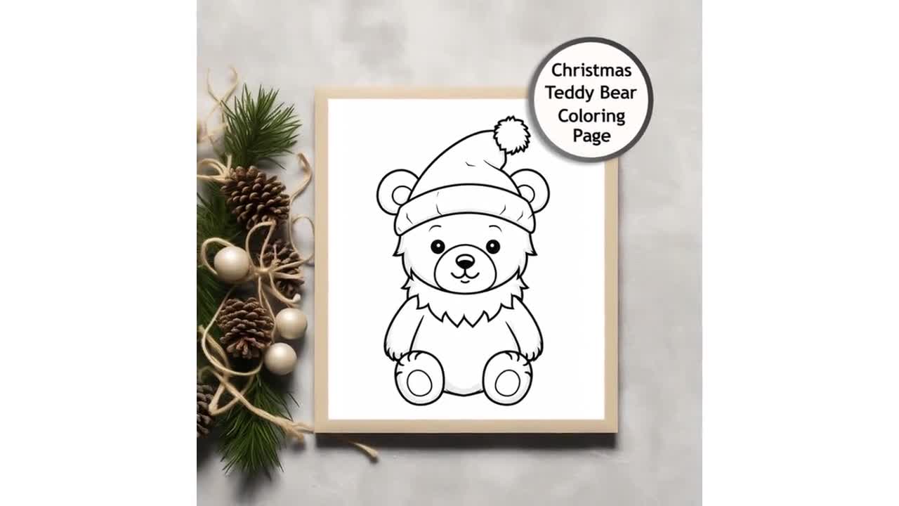 Christmas Teddy Bear Coloring Page
