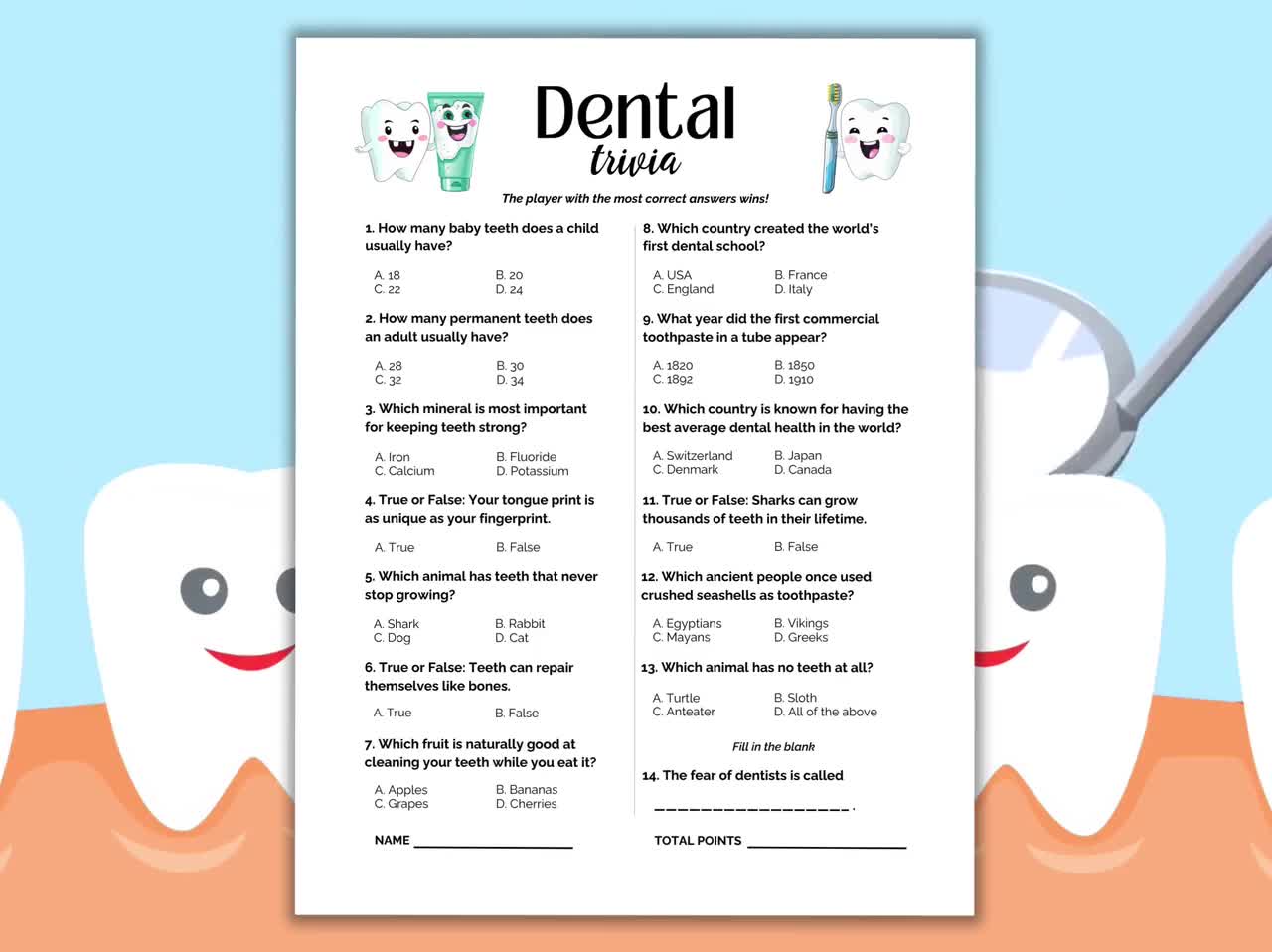 Teeth Quiz Ks2