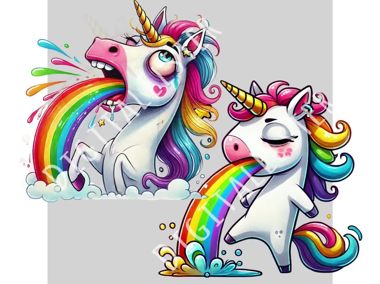Unicorn Puking Rainbows Clip Art
