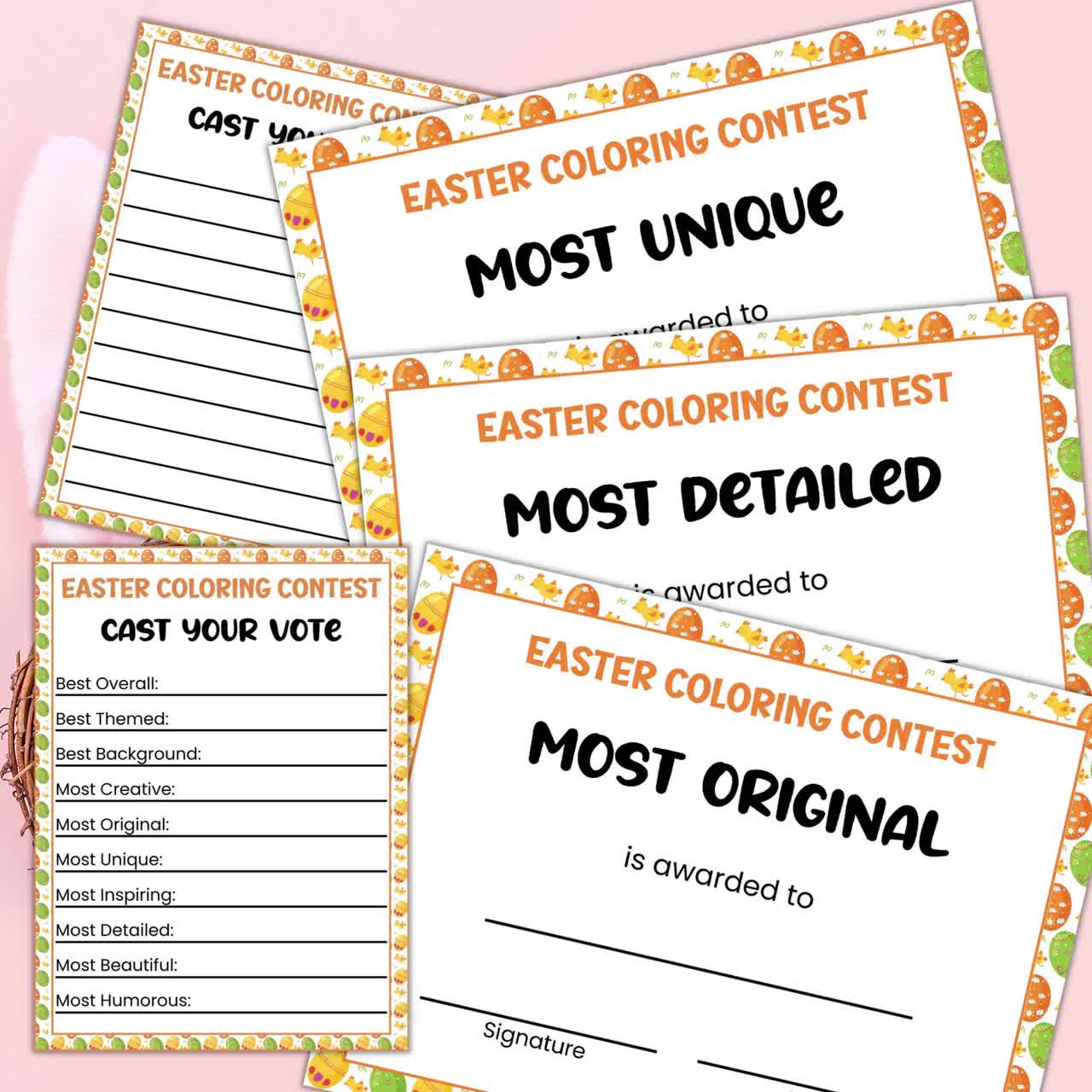 Coloring Contest Certificate Template