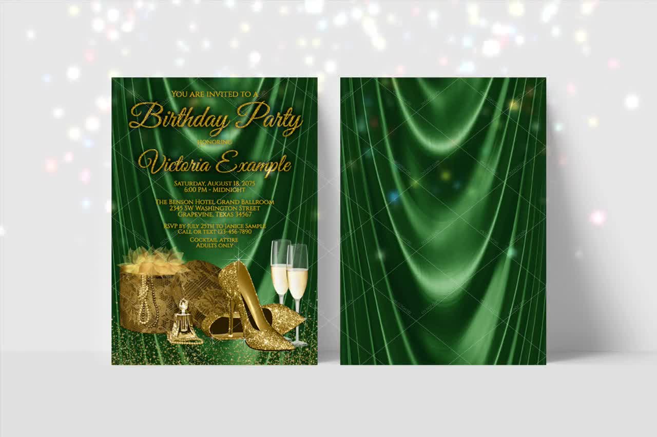 Invitaciones De Cumpleaños Con Tacones Altos De Color Verde Lima