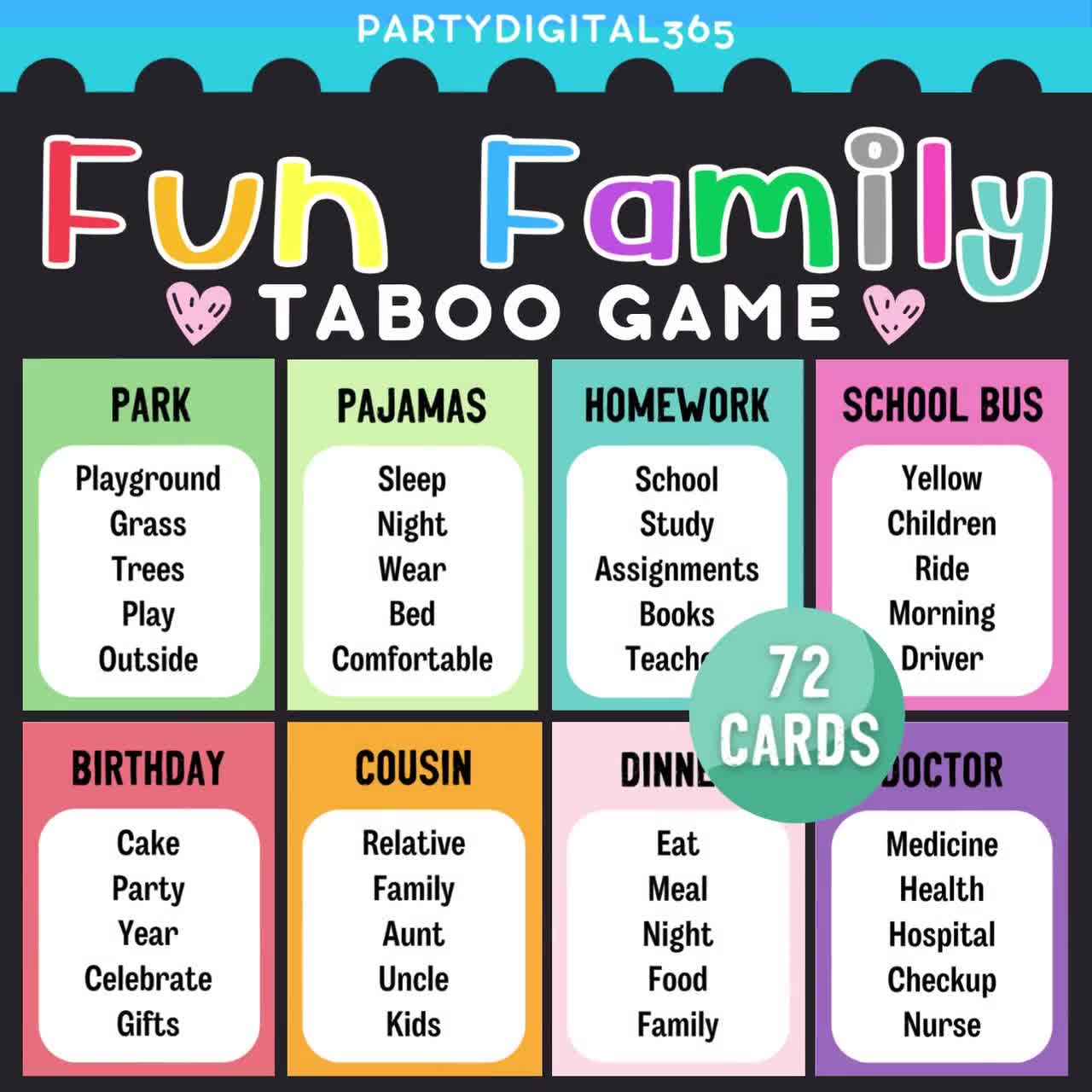 Taboo Board Game Cards