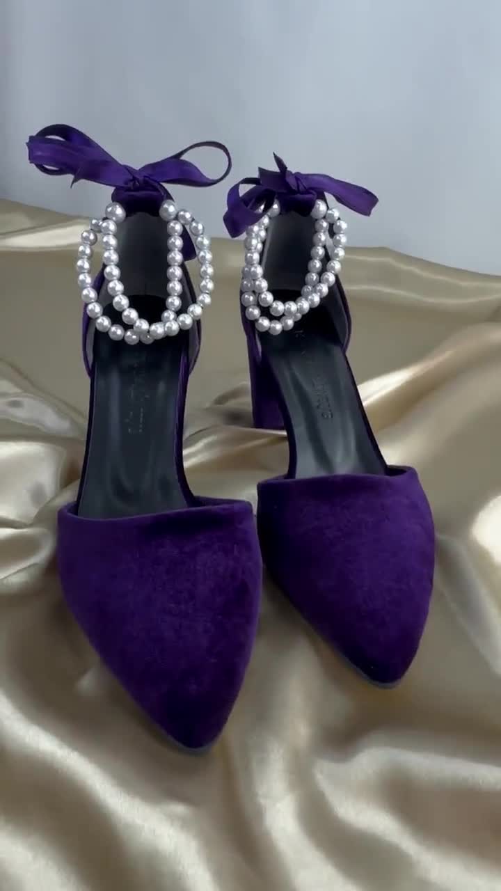 Dark Purple Bridal Shoes Ilari Purple Suede Shoes From Moda In Pelle