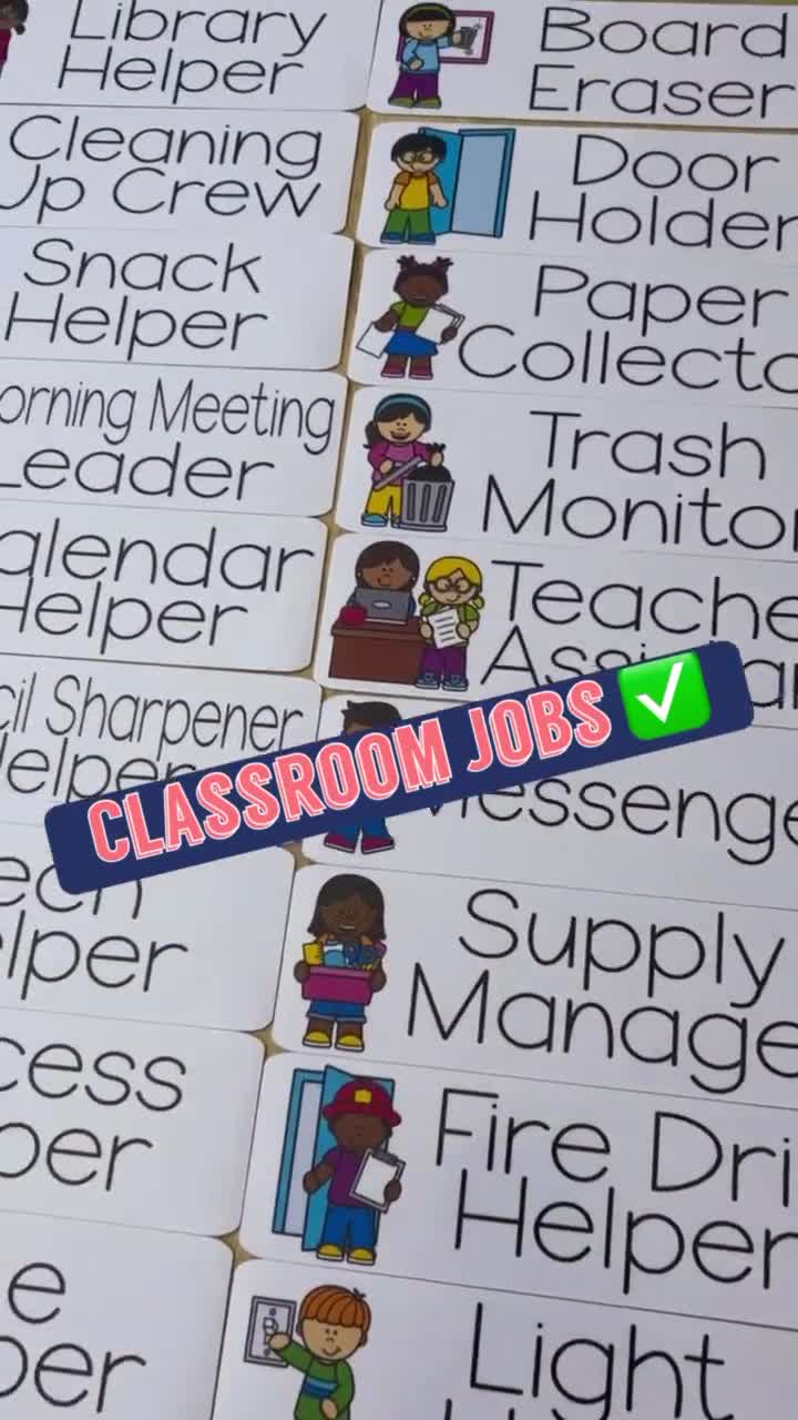 Classroom Helper Clipart Line Leader Class Jobs Display (Editable W/