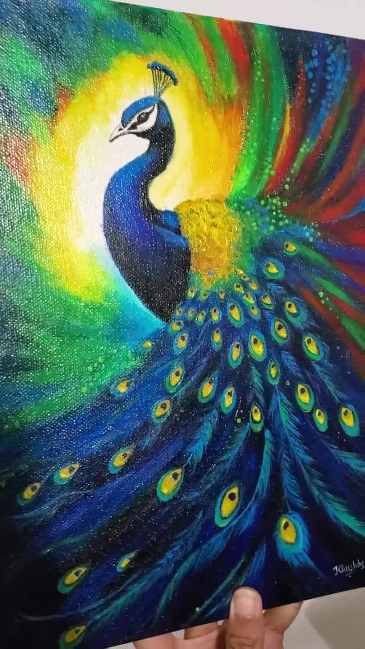 Peacock Original Art, Handmade Painting, Acrylic Painting on Peacock Original Art, Handmade Painting, Acrylic Painting on