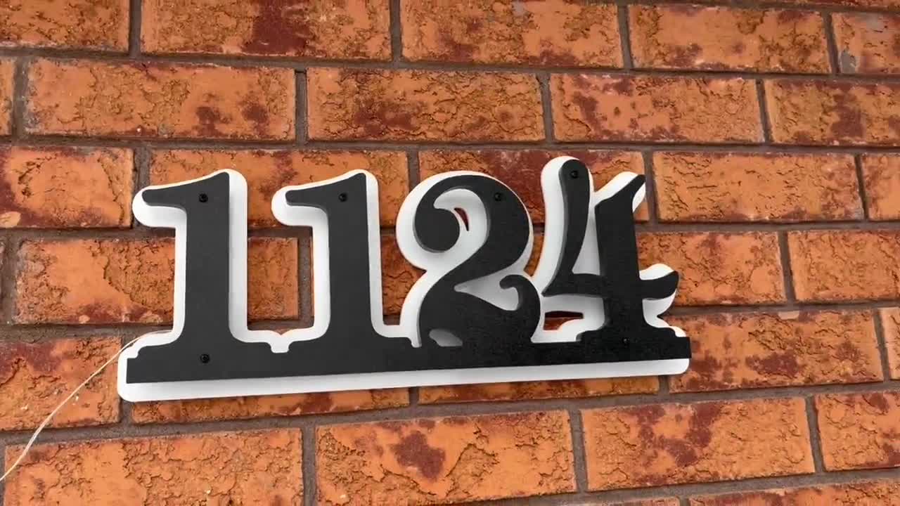 Copper Solar Lit House Numbers Solar Powered Modern Backlit LED House