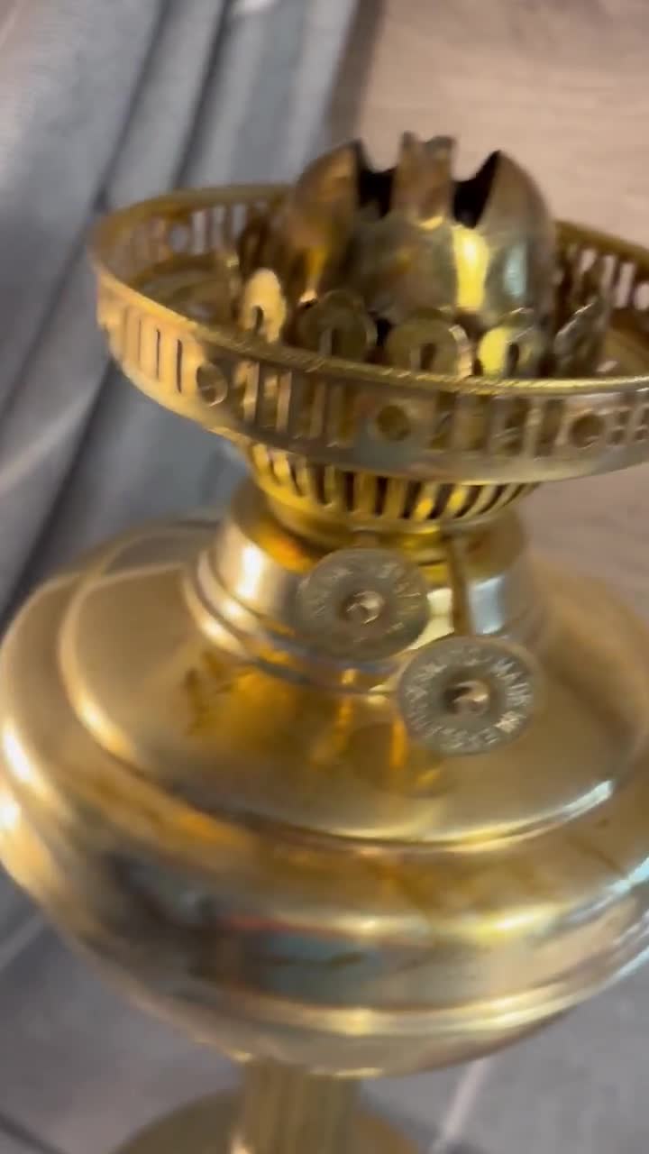 Antique Brass Duplex Oil Lamp Made In England