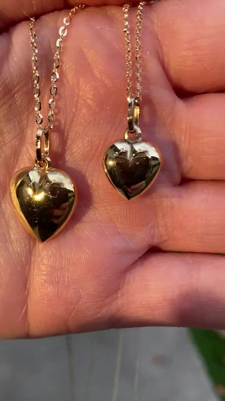 14k Solid Gold Heart Pendant. Puffy Heart Charm Pendant 14k Solid Gold Heart Pendant. Puffy Heart Charm Pendant