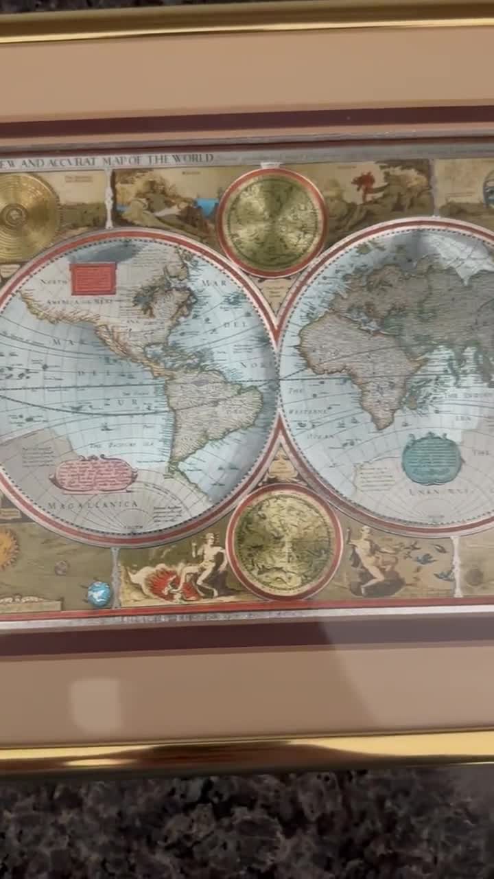 Vintage Old World Map 1626 Old Map Antique Restoration Historic Old