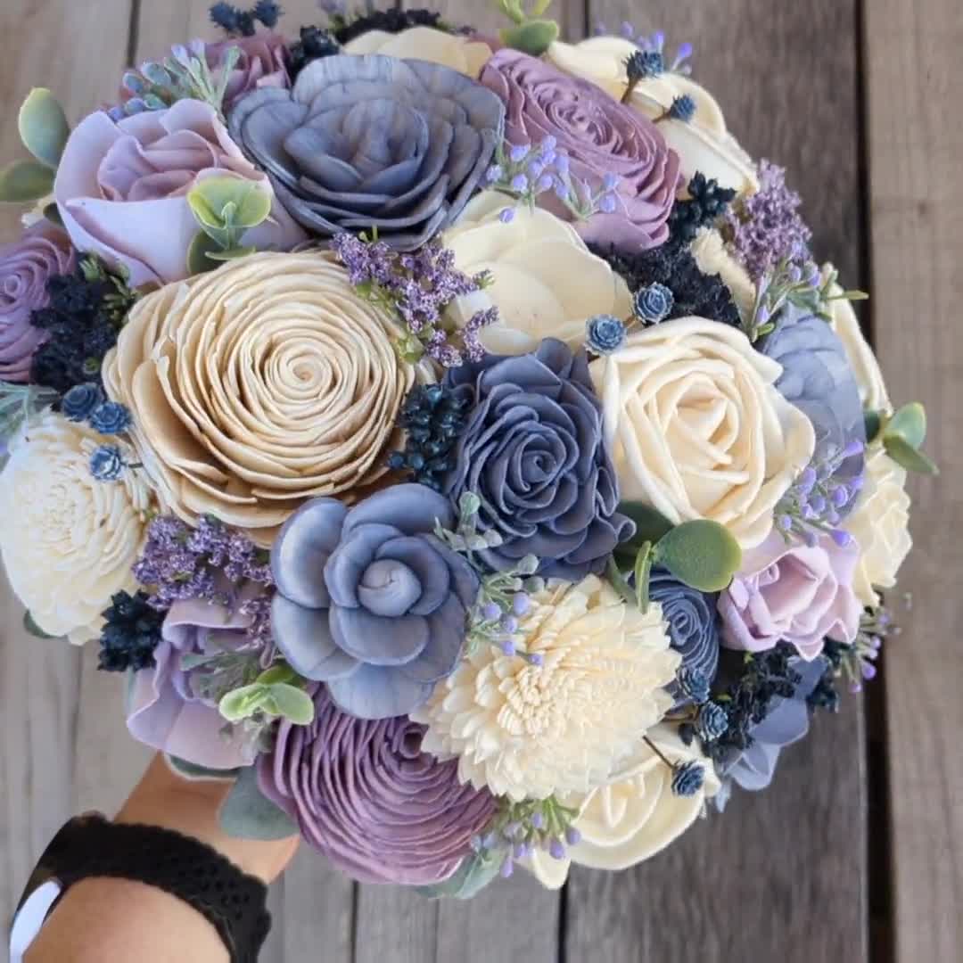 Plum And Slate Wedding Dusty Blue And Lavender Wedding Bouquet, Slate