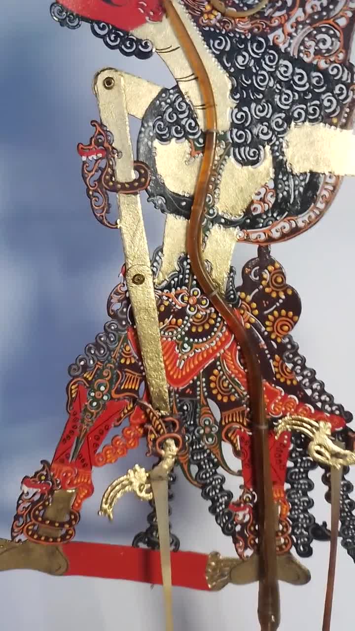 Wayang Baladewa Miniature Indonesian Wayang Kulit, Javanese Shadow