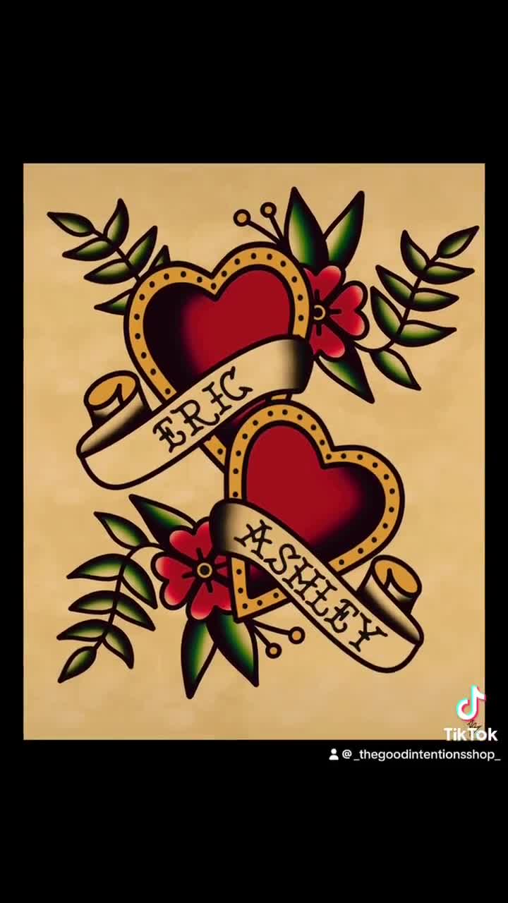 Heart With 2 Banner Tattoo