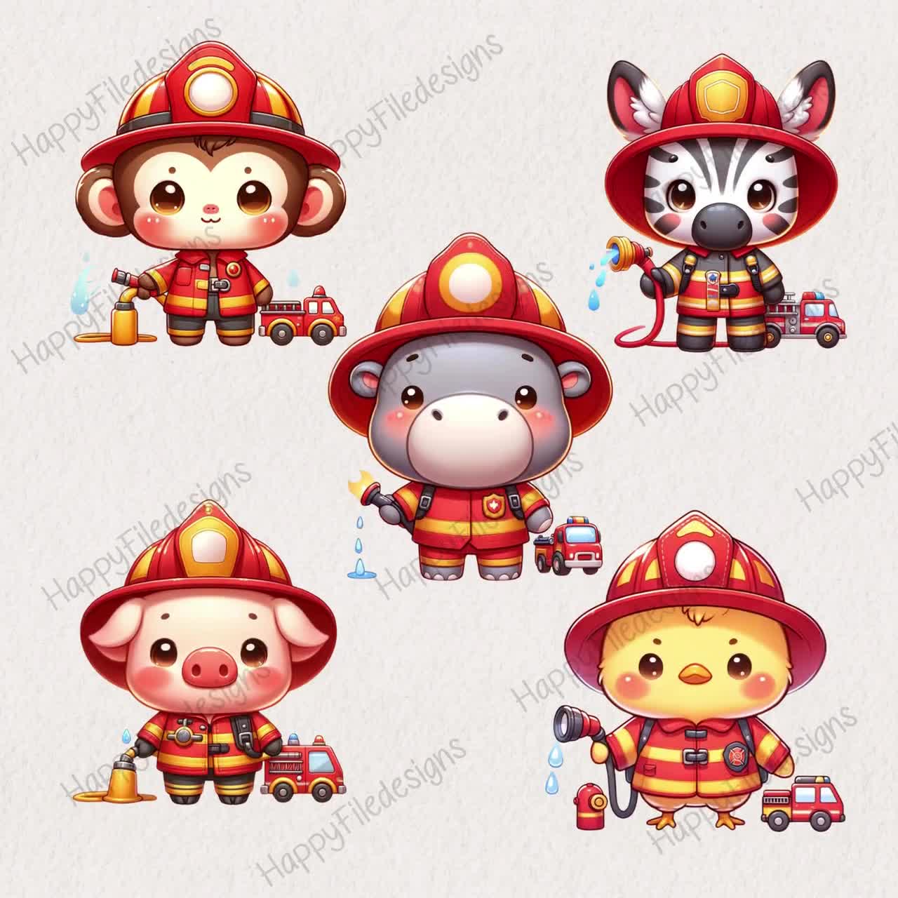 Asian Cartoon Firefighter Clip Art
