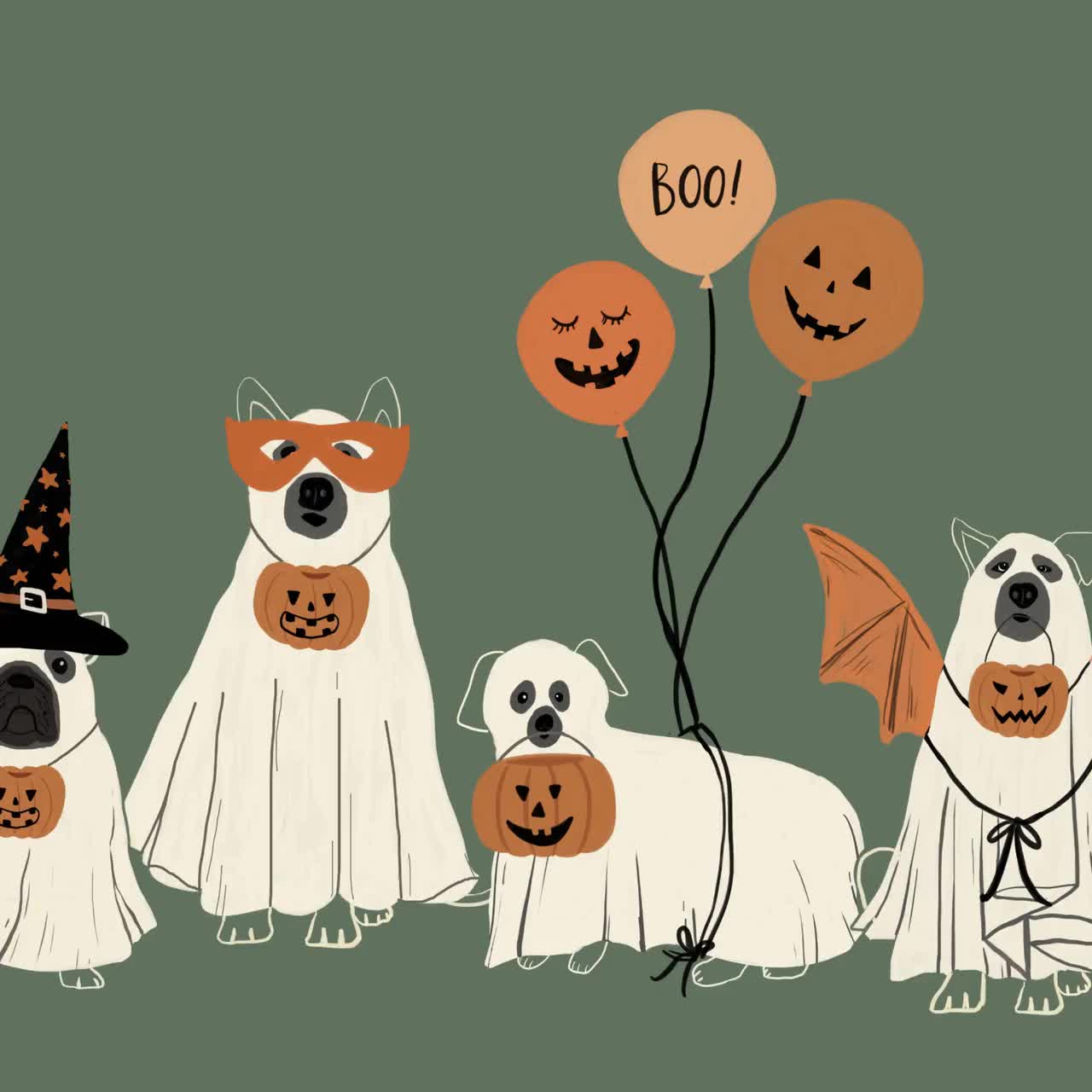 Halloween Ghost Dog Cartoon
