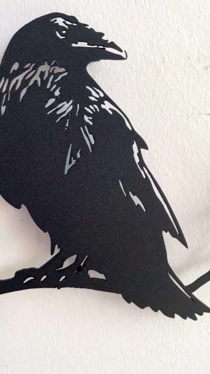 Garden Raven Decoration Black Metal Raven Wall Art - Iron Silhouette ...