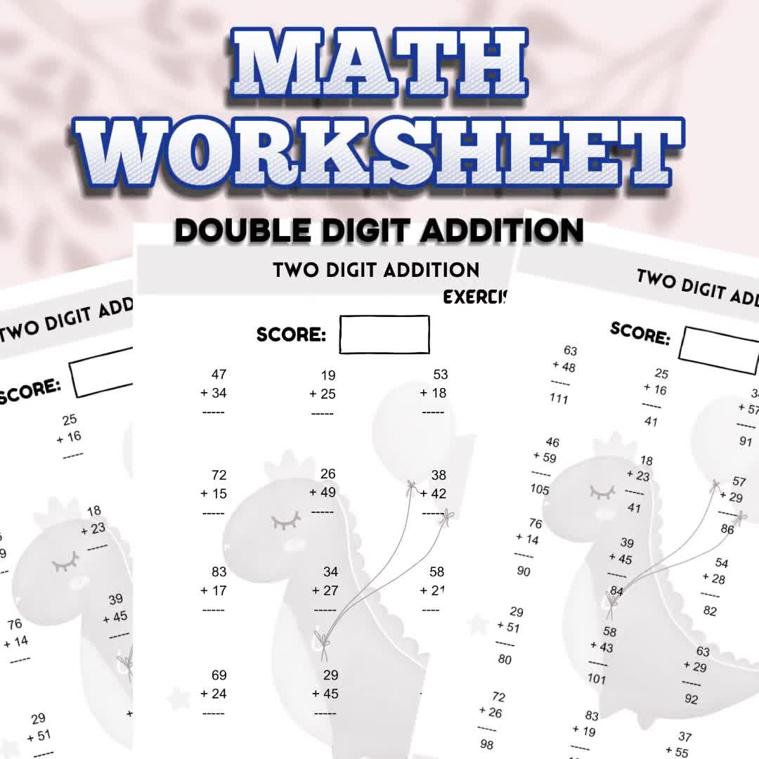 Double Digit Addition Worksheets First Grade 30 Printable Double