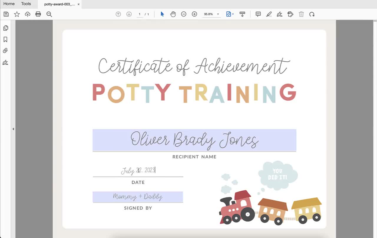 Potty Award Templates Potty Training Certificate | TPT