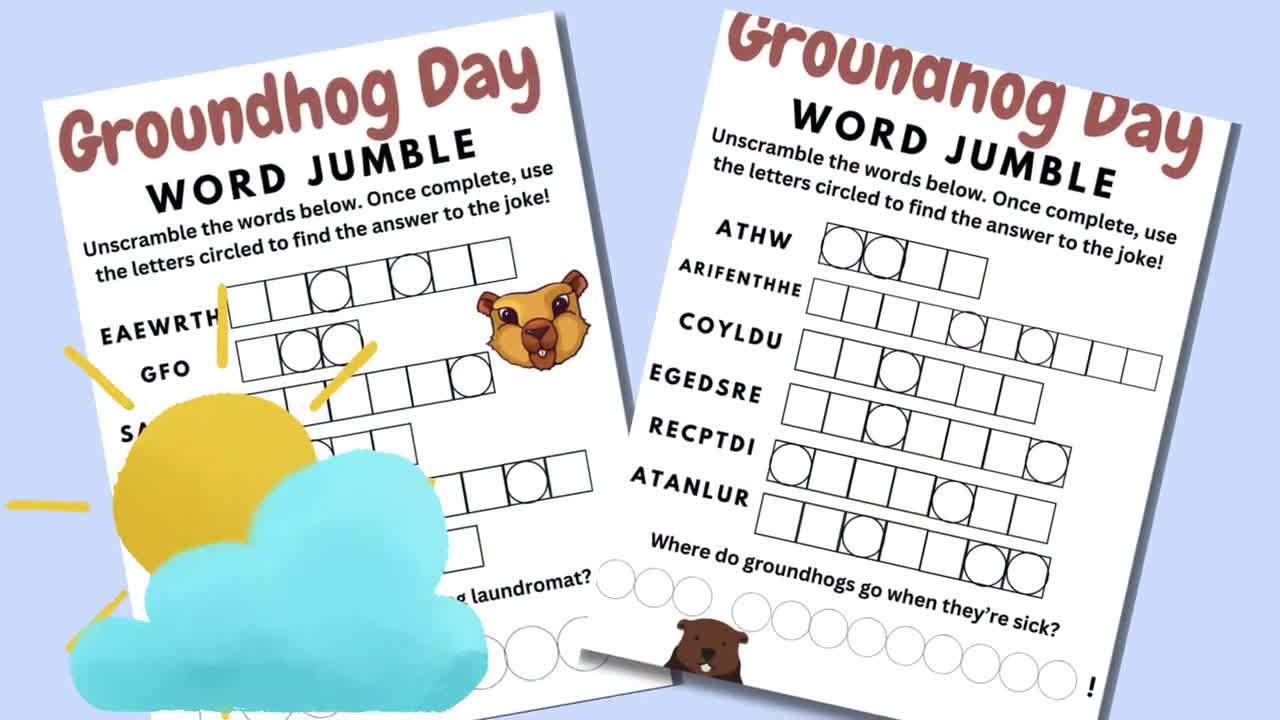 Printable Groundhog Day Word Scramble Template Word Scramble Words Day