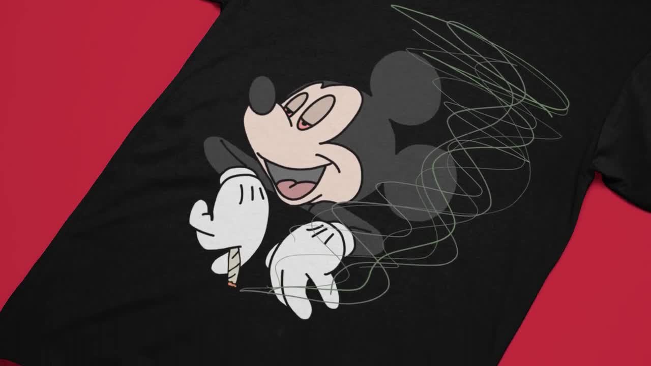 Mickey Mouse Smoking Weed Skjorte