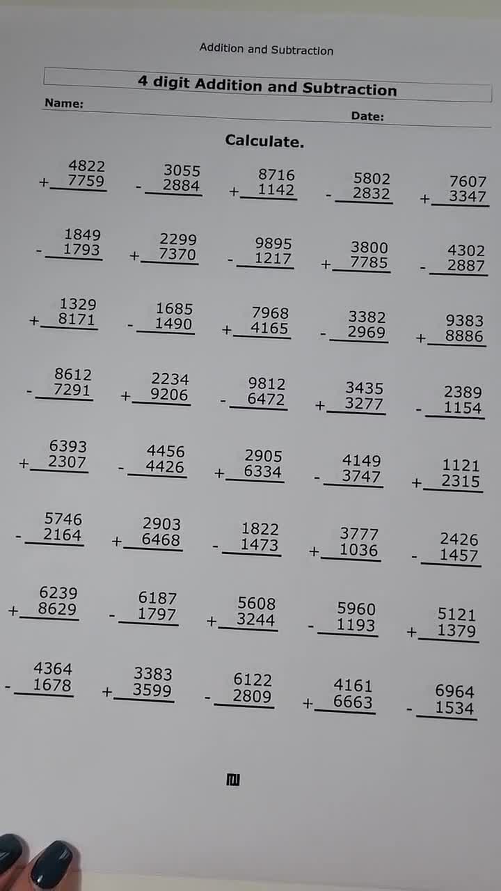 Addition And Subtraction Worksheets For Class 4 Adding 4 Two Digit
