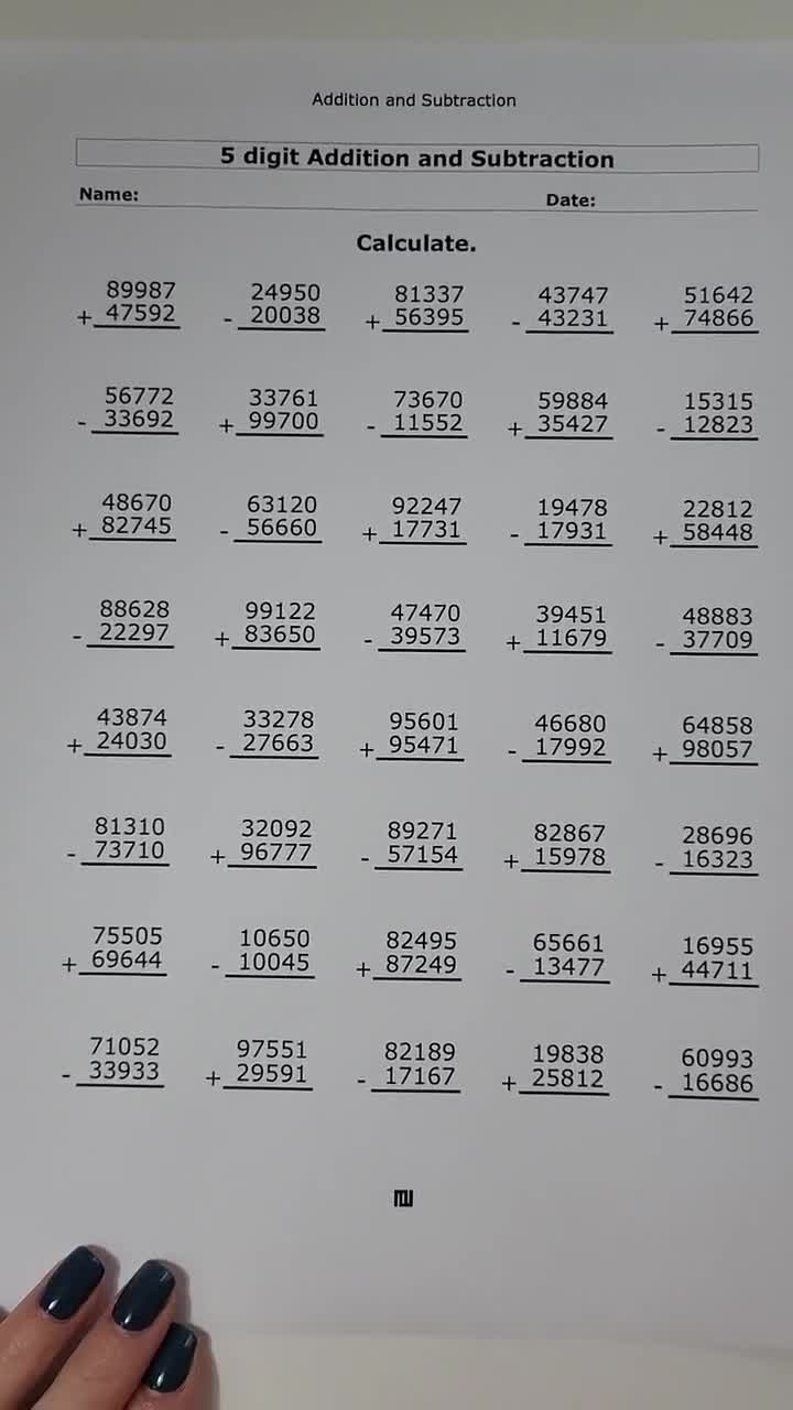 Subtraction Worksheets With Regrouping 5 Digit Adding And Subtracting