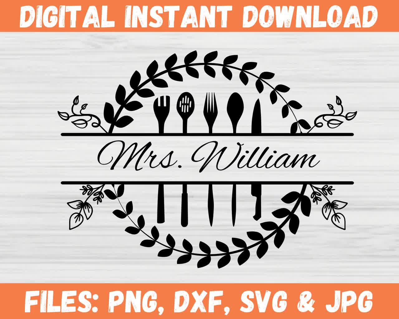 Kitchen Svg Cut File Silverware Wreath Kitchen Wreath Label Coffee