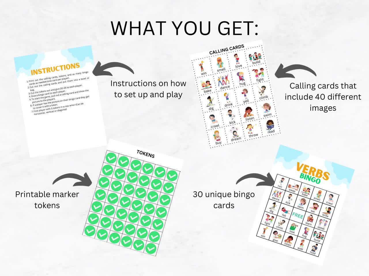 bingo Verbs Bingo Cards to Download, Print and Customize! - lucox.cl